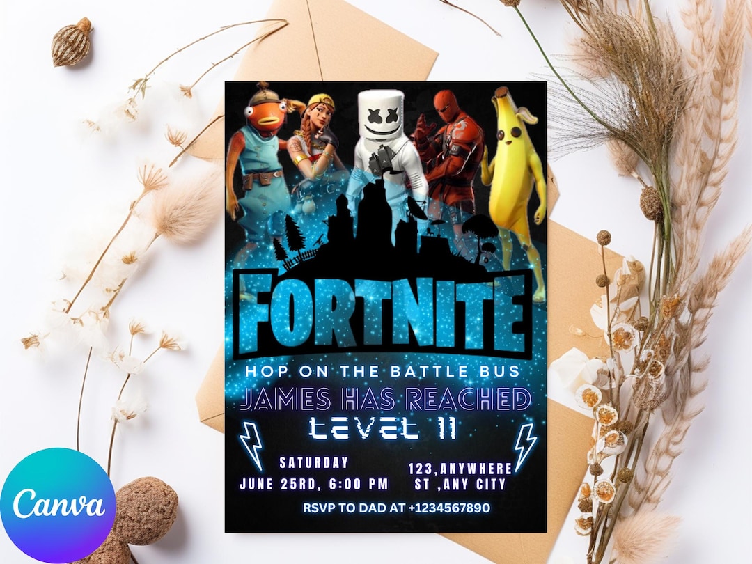 Editable Fortnight Birthday Invitation Card Print, Birthday Flyer ...