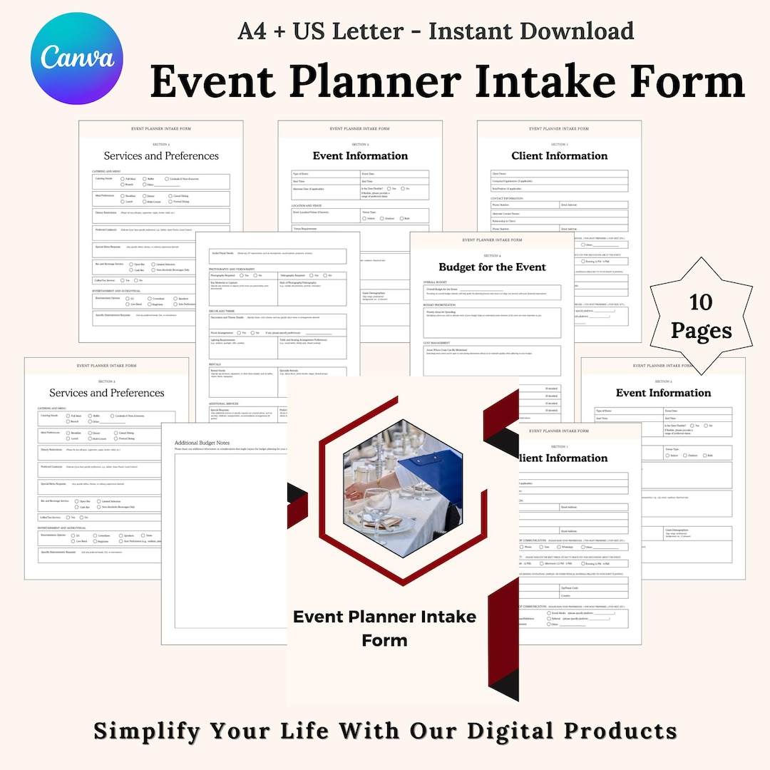 Event Planner Intake Form, Client Onboarding Checklist, Event Planner ...