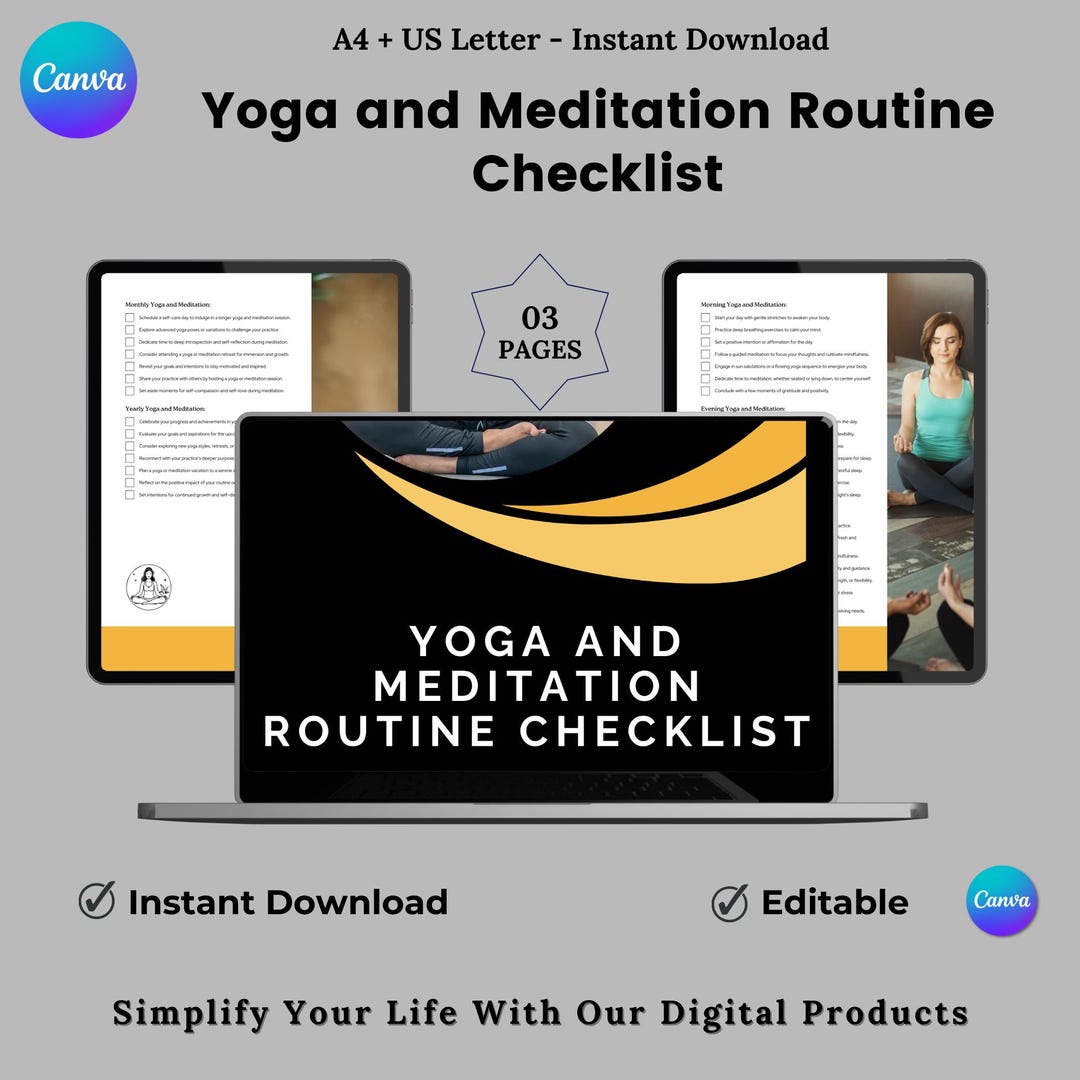 Meditation Routine Checklist, Daily Yoga Schedule, Meditation Journal ...