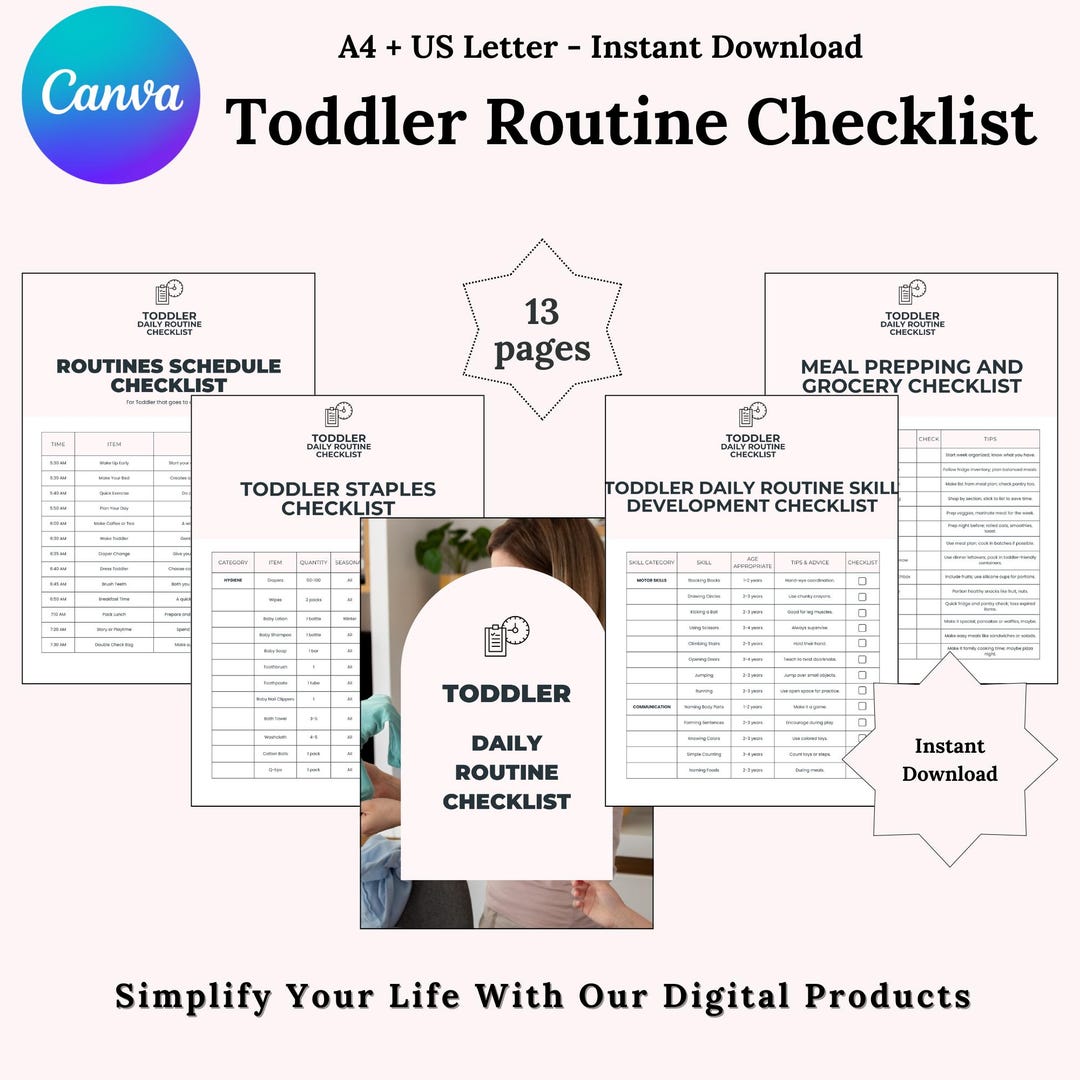 Toddler Checklist, Toddler Daily Routine Checklist, Toddler Skills ...