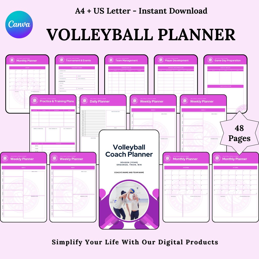 Volleyball Planner, Volleyball Coach Planner, Team Management Planning ...