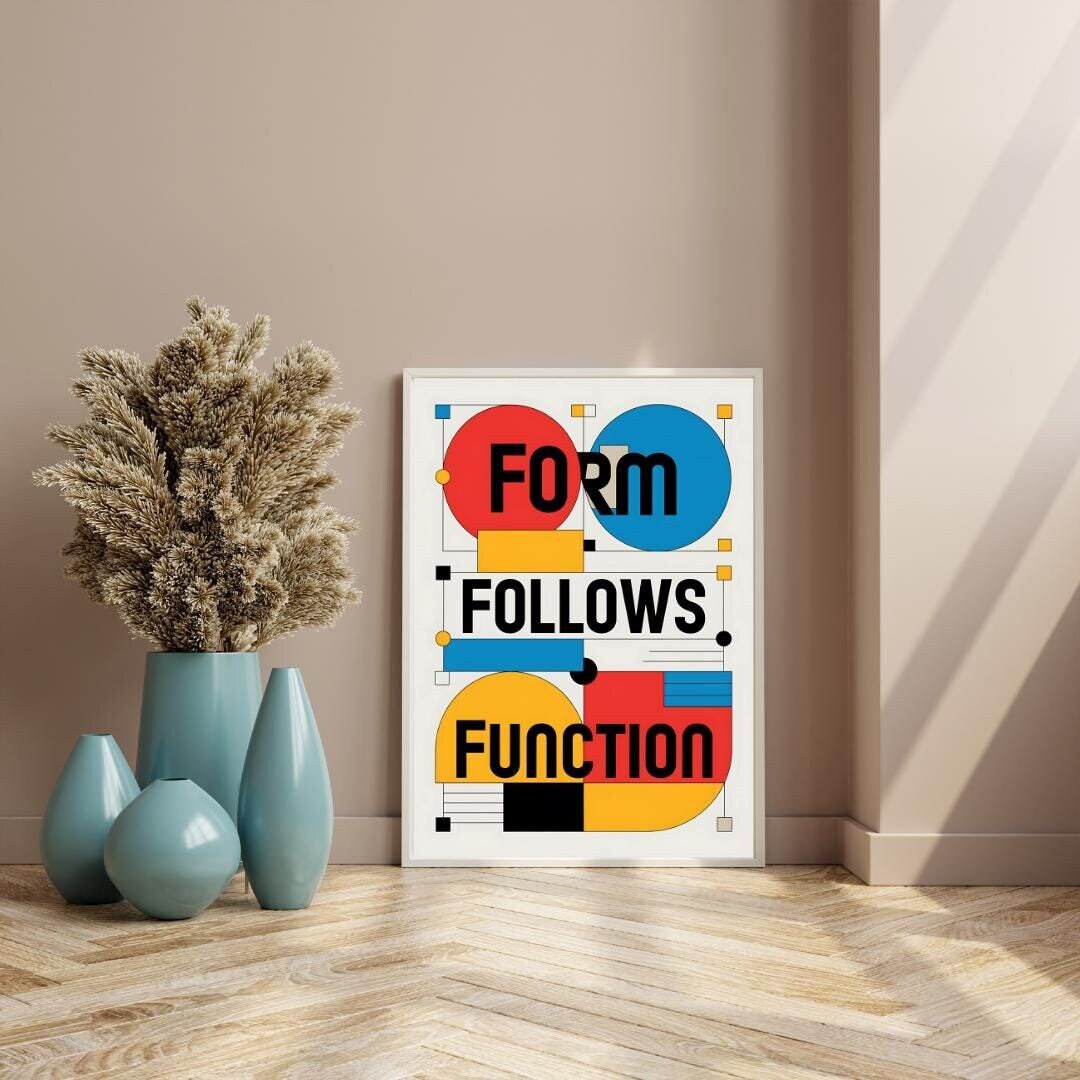 Bauhaus Typography Printable Wall Art Form Follows Function Modern Geometric Design Digital ...