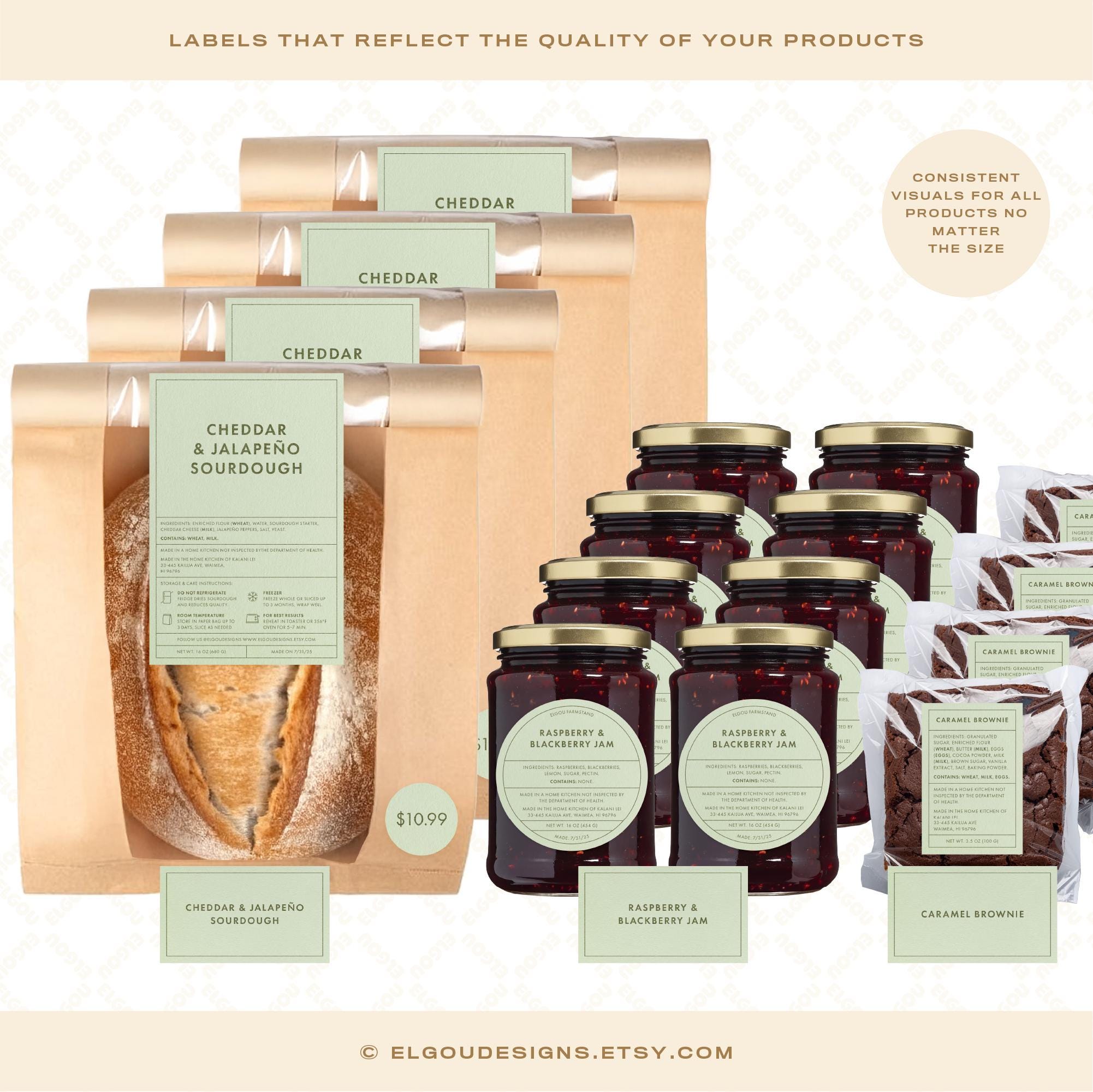 12 X U.S. Cottage Food Label Templates (canva) for Farmstands, Micro ...