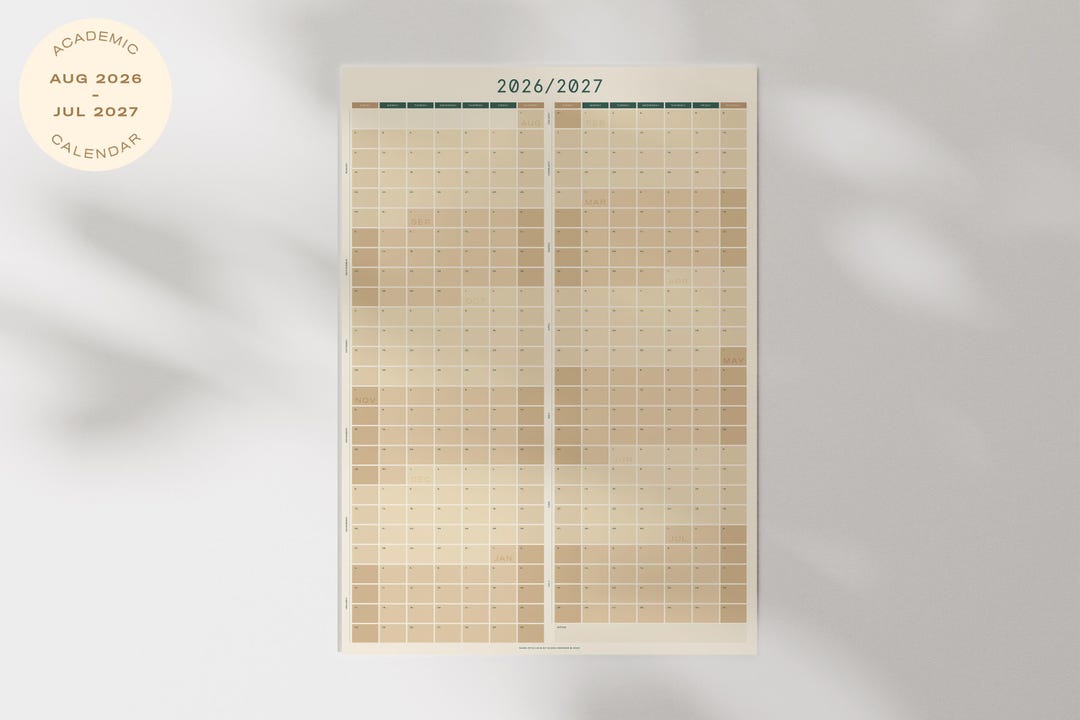 2026-27 Academic Calendar (AUG-JUL): Retro-inspired, 1-page Yearly Wall ...