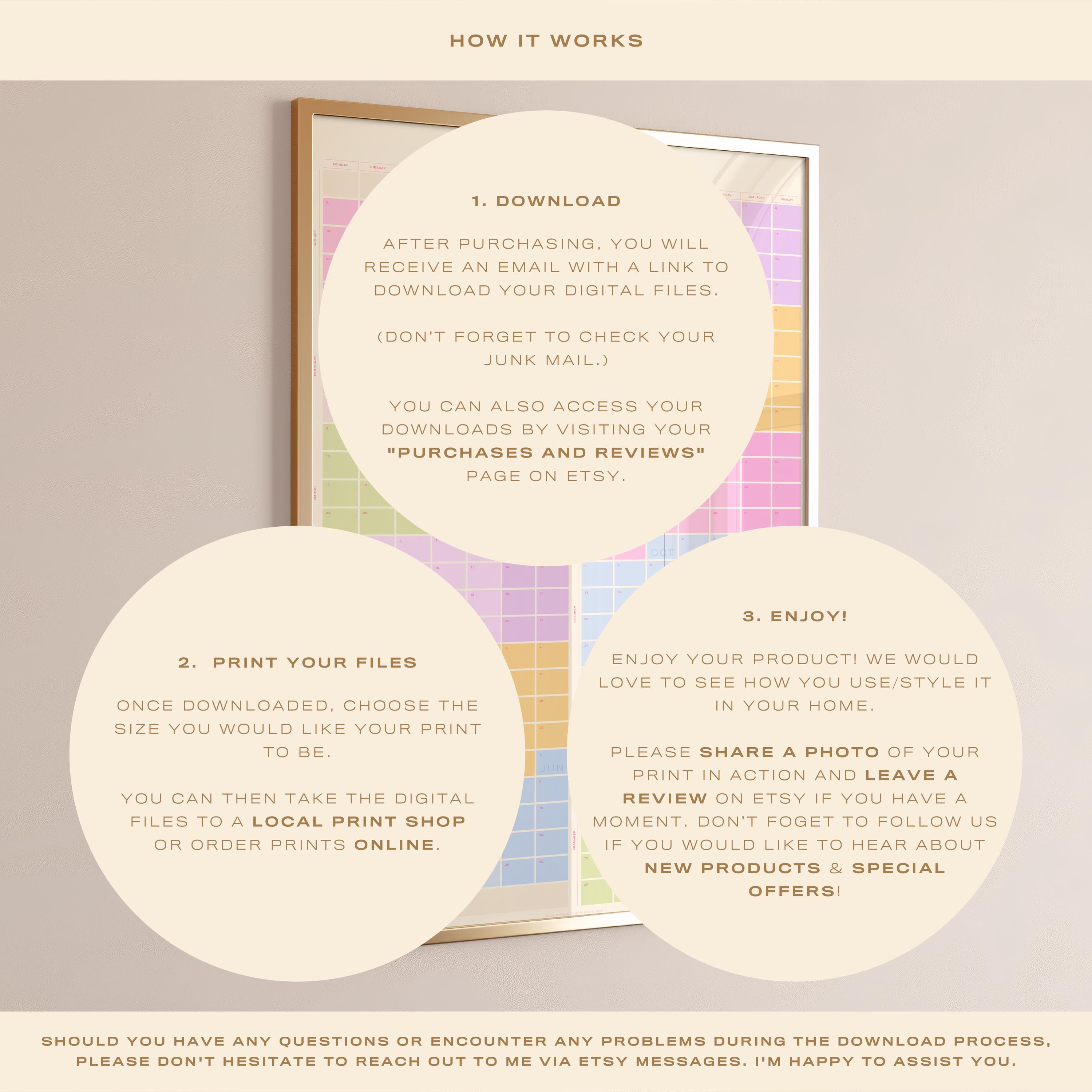 2025 Pastel Rainbow Wall Calendar: Full Year Overview, Large Family ...