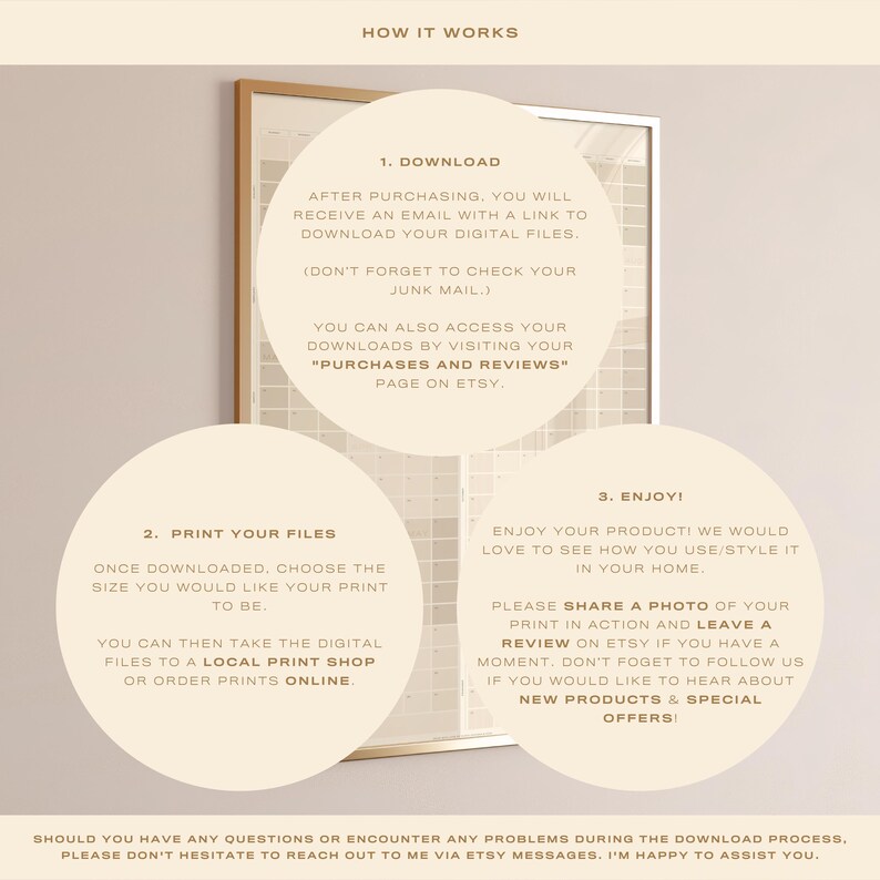 Cream 2026 Calendar: Sunday Start, Minimalist Full Year Wall Planner ...