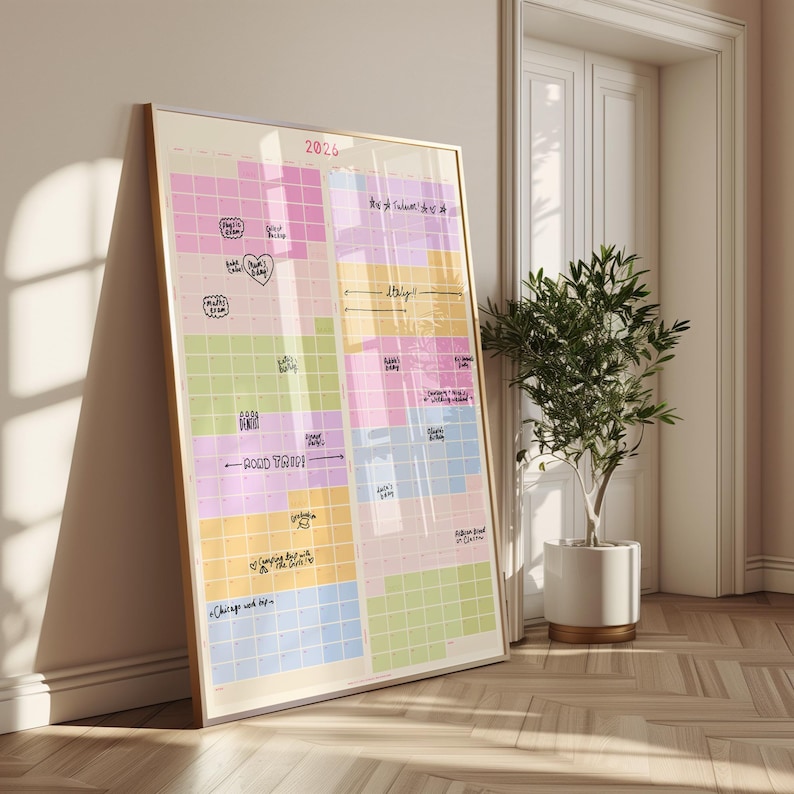 2026 Rainbow Calendar: Large, 1-page, Minimalist, Year Wall Planner (a1 ...