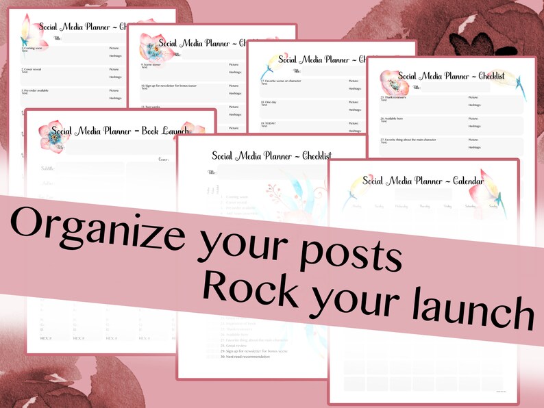Book Launch Social Media Content Planner for Authors | PDF Floral ...