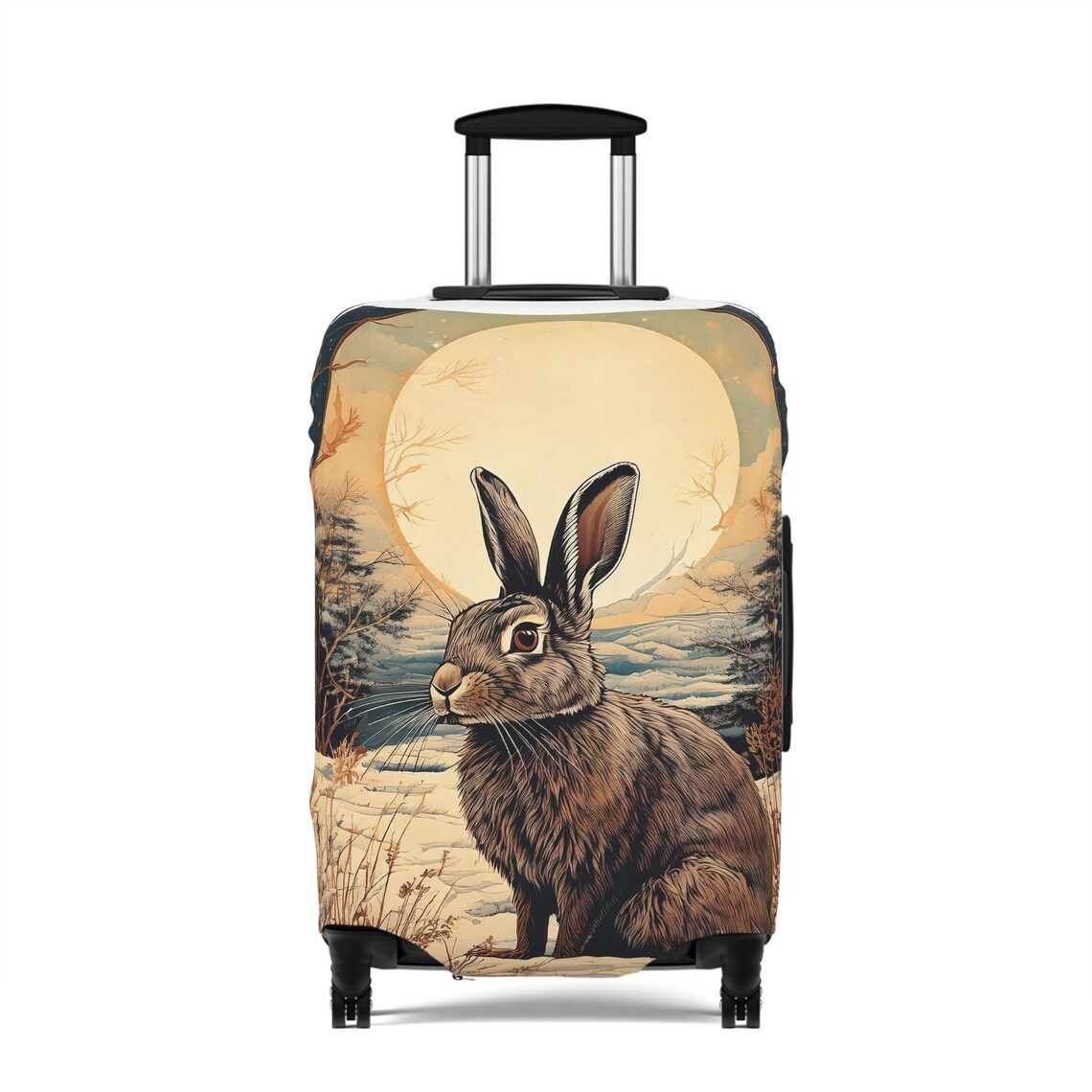 Luggage Cover, Winter Bunny Rabbit Travel Accessory, Art Nouveau Style ...