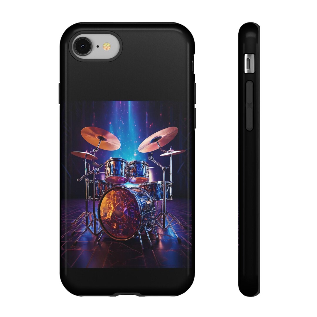 Synthwave Crystal Drum Set Design Phone Case, Retro 80s Music Lover ...