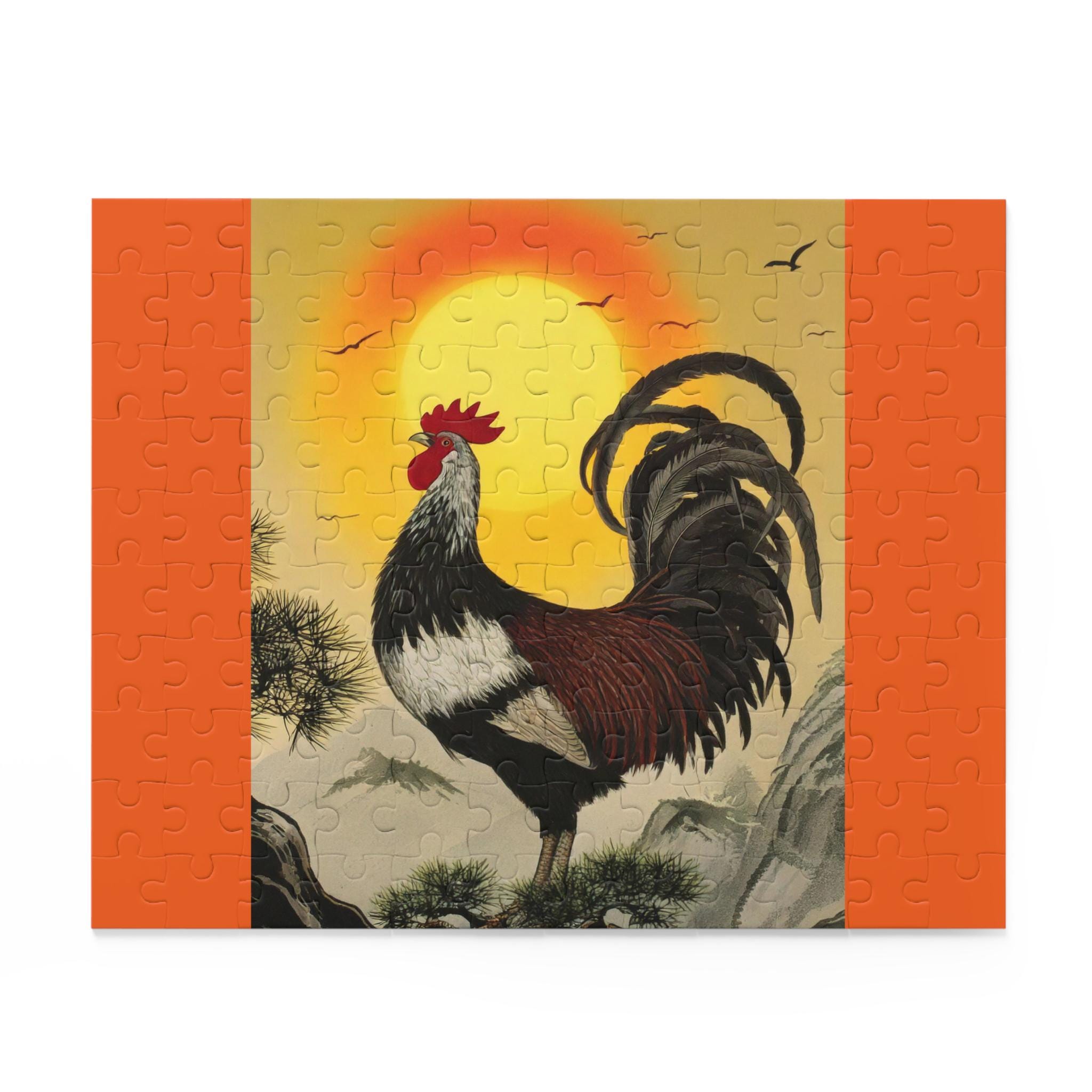 Puzzle, Rooster in Japanese Artwork, Sunrise Background, 120, 252, 500 ...