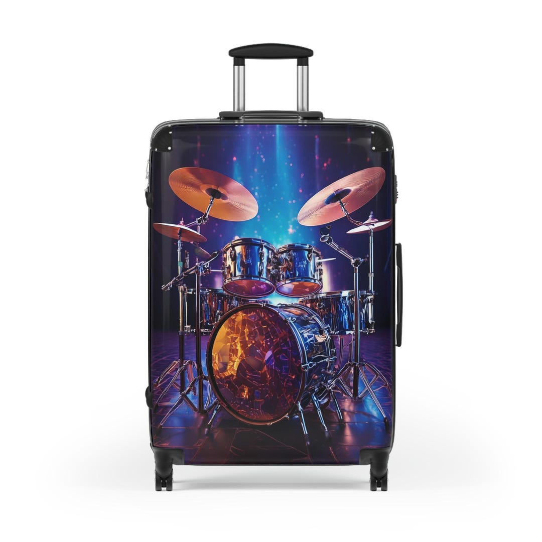 Crystal Drum Set Suitcase, Synthwave Design. Music Lover Travel Luggage ...
