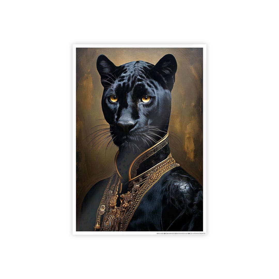 Gloss Posters, Surrealistic Black Panther Hybrid Portrait, Wall Art ...