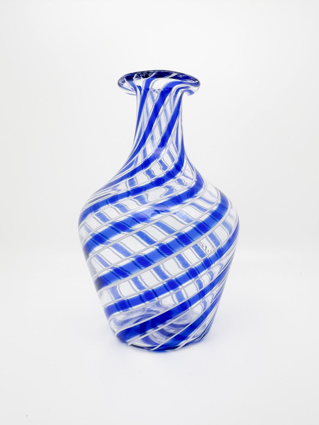 Vintage Antique Murano Blown Blue White Swirl Latticinio Glass Bud Vase ...