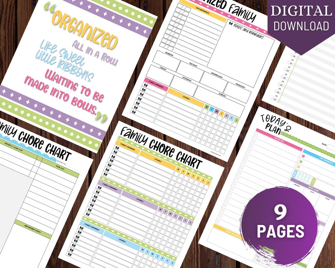 Family Trackers Printable Pack Activity Planners Chore - Etsy