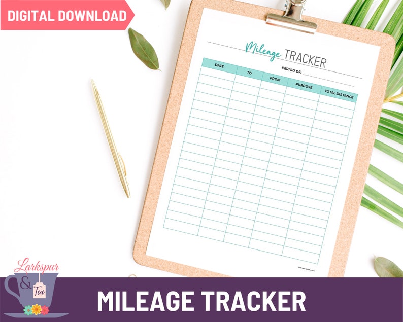 Mileage Tracker Printable, Small Business Tracking and Planning ...