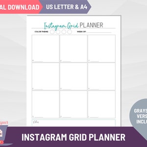 Instagram Grid Planner Printable Small Business Social Media - Etsy