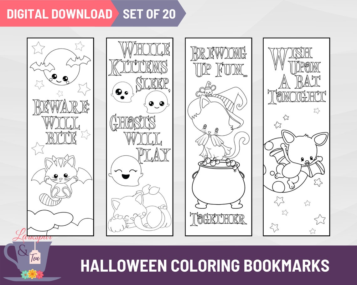 Printable Halloween Coloring Bookmarks Creative Halloween - Etsy