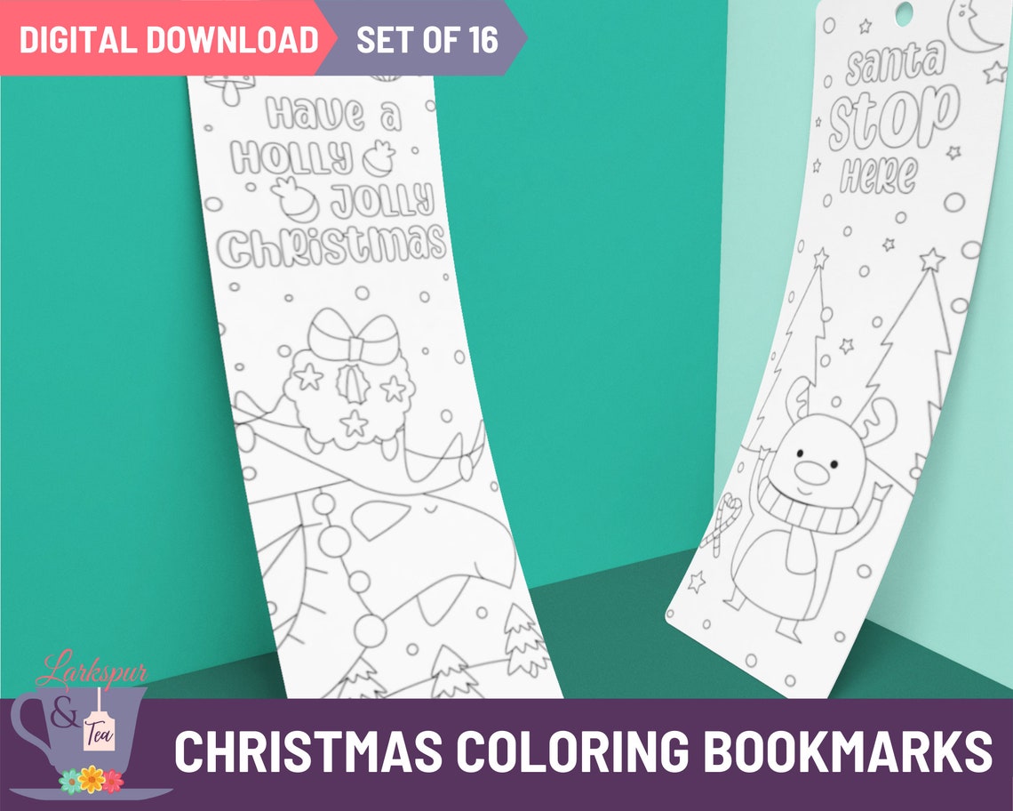 Printable Christmas Coloring Bookmarks for Children Gift Wrap - Etsy