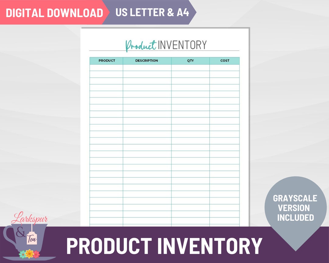 Product Inventory Log Printable, Small Business Tracking and Planning ...