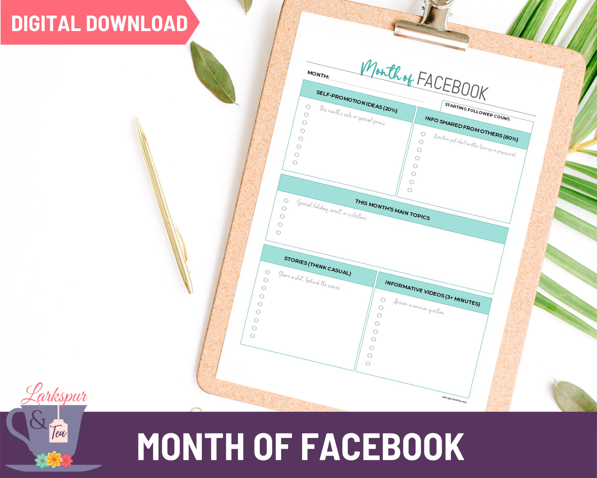 Monat der Facebook Planner Printable Small Business Social - Etsy.de