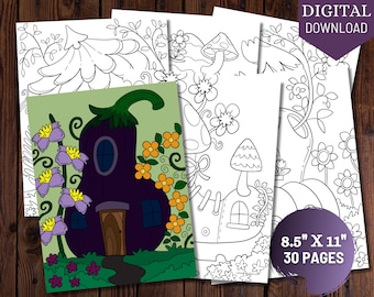 Whimsical Houses Coloring Pages - Etsy