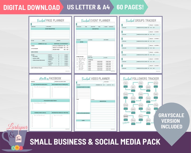 Small Business and Social Media Planner Printable Pack Business ...