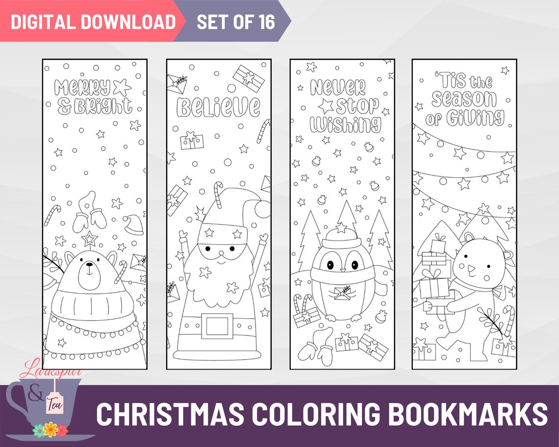 Printable Christmas Coloring Bookmarks for Children Gift Wrap - Etsy