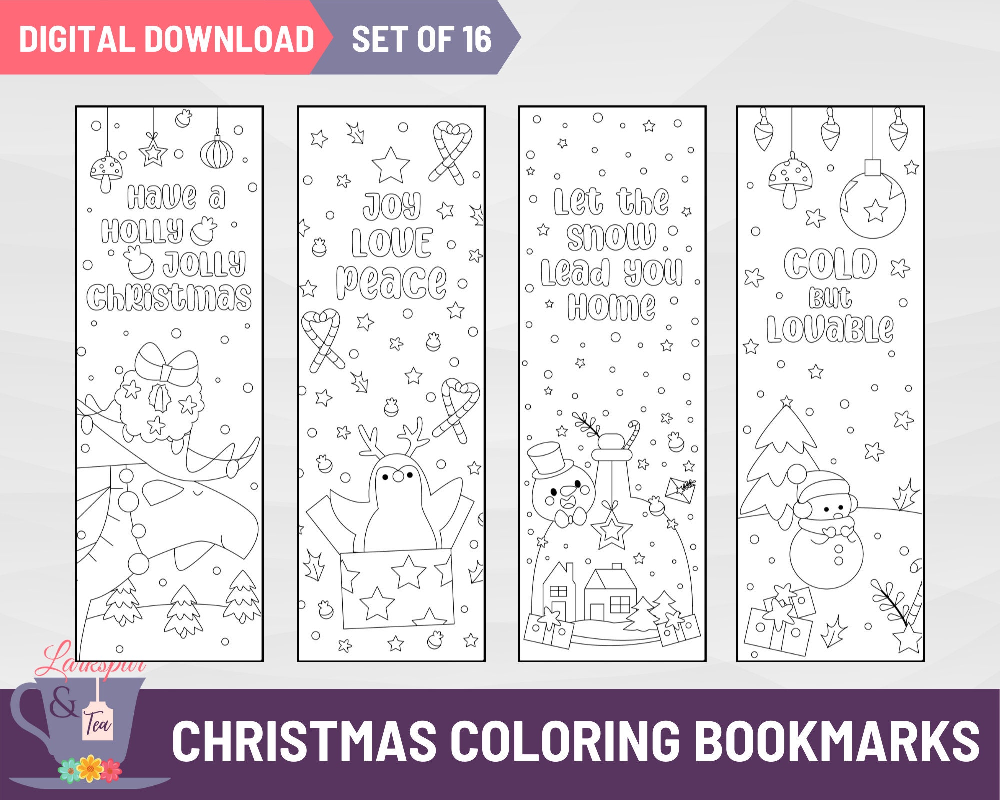 Printable Christmas Coloring Bookmarks for Children Gift Wrap - Etsy