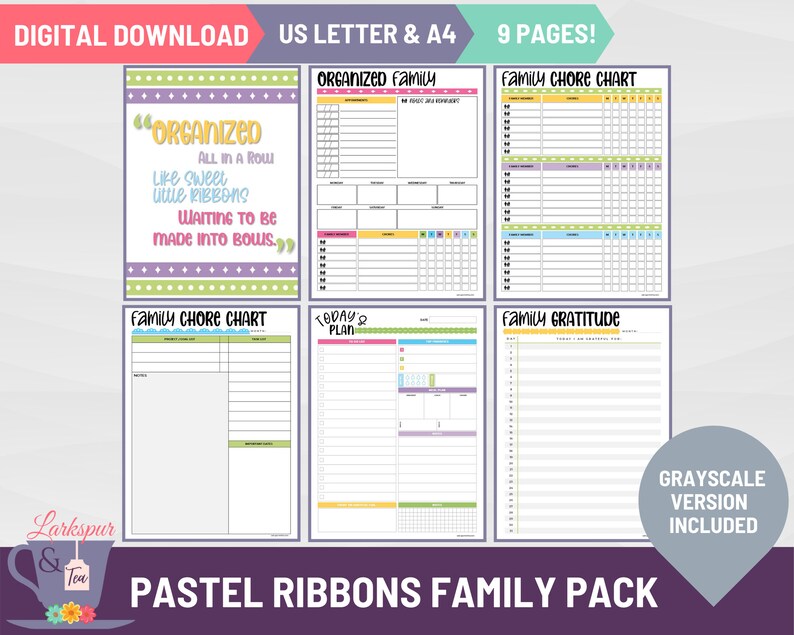 Family Trackers Printable Pack Activity Planners Chore - Etsy