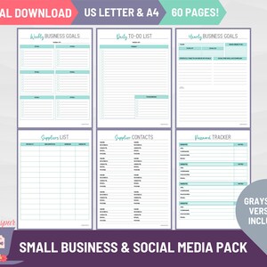 Small Business and Social Media Planner Printable Pack Business ...