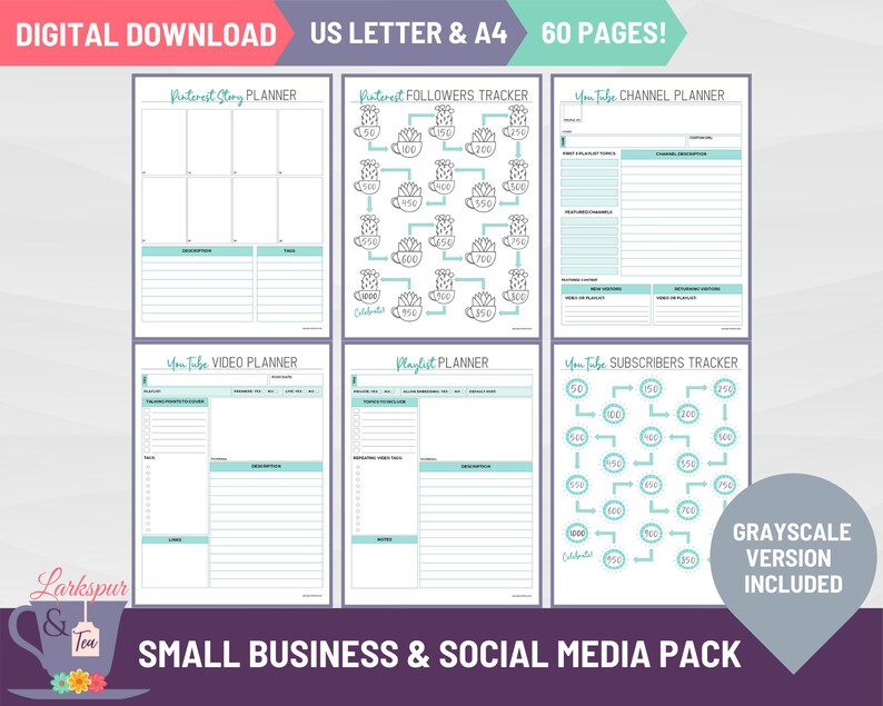 Small Business and Social Media Planner Printable Pack Business ...