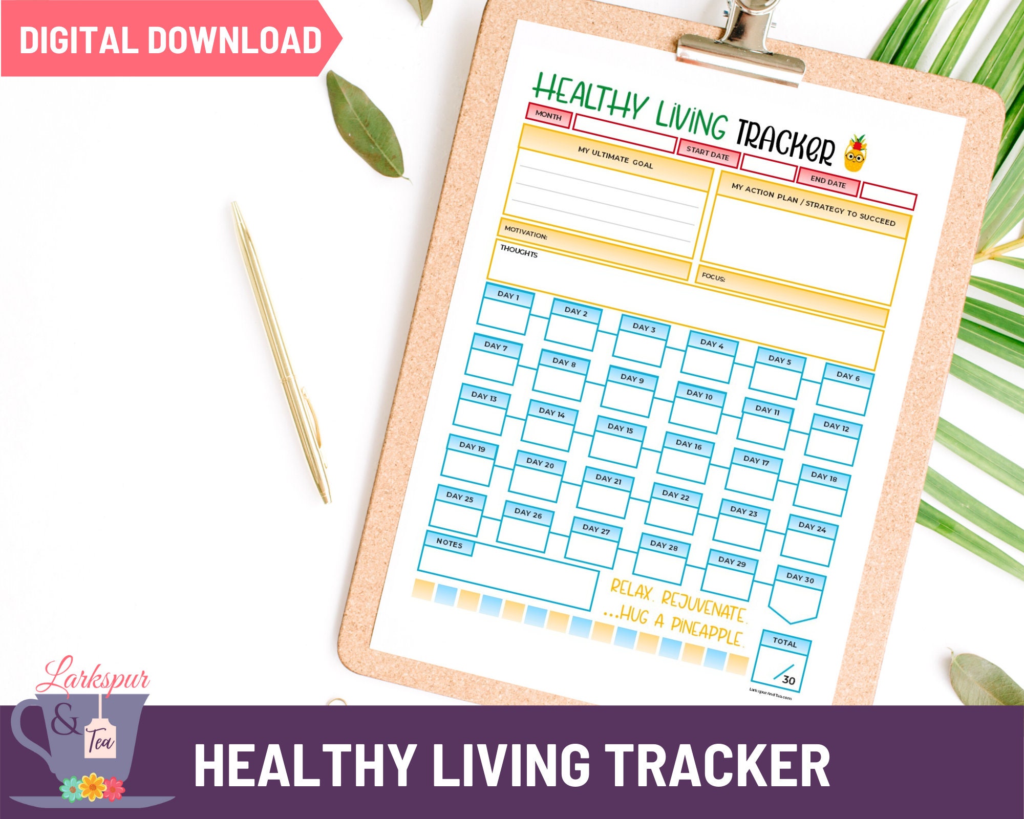 Pineapple Lifestyle Tracker Printable Pack, 14 Trackers, A4 and US ...