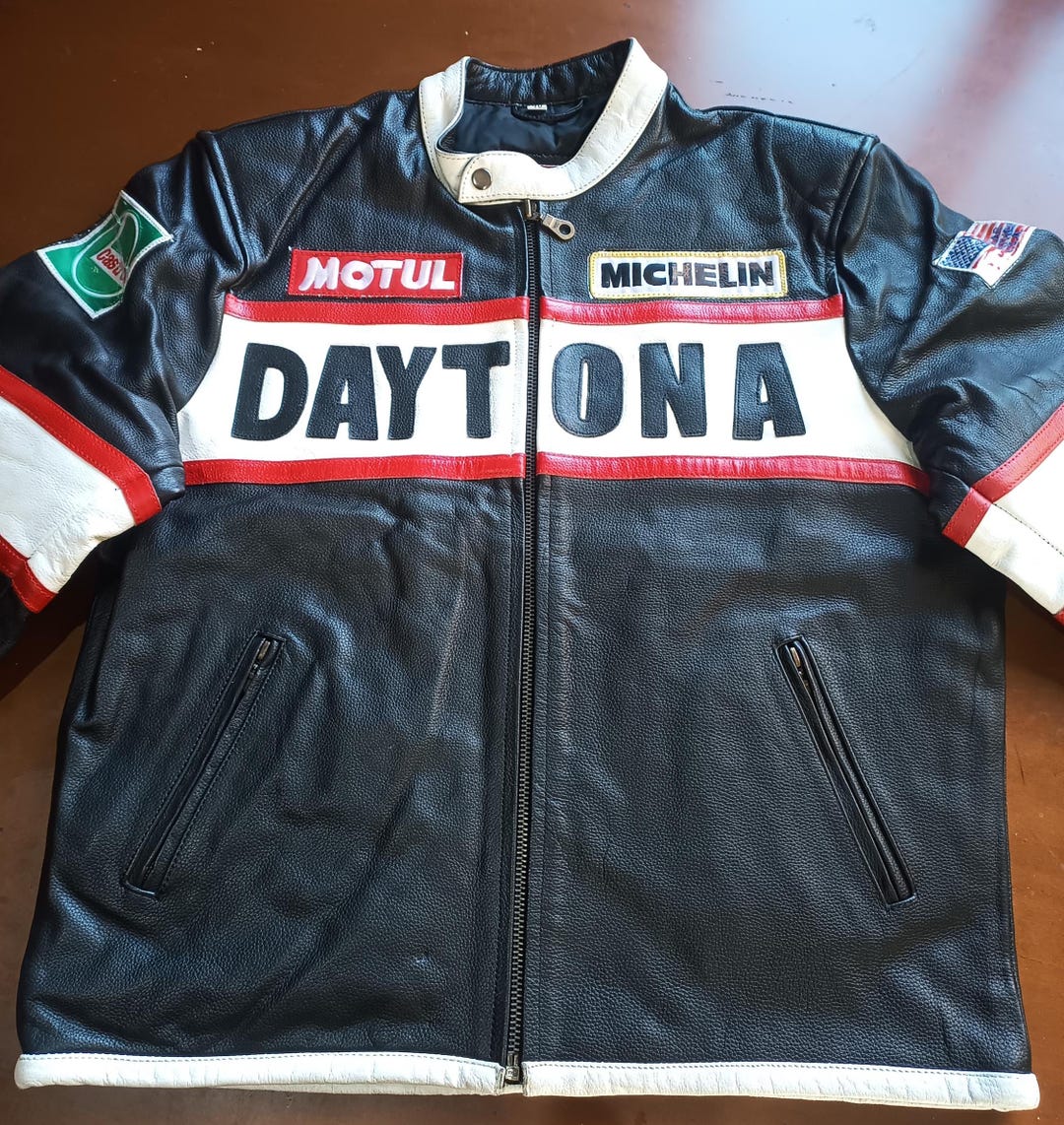 Vintage Leather Racing Jacket, Daytona Leather Racing Jacket, Size ...