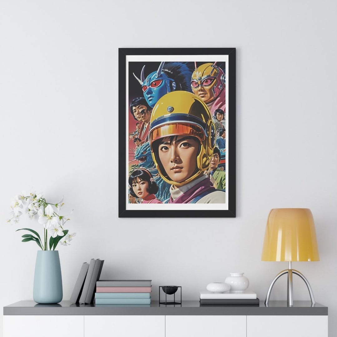 Japanese 1970s Manga Animation Space Patrol Astro Framed Vertical ...