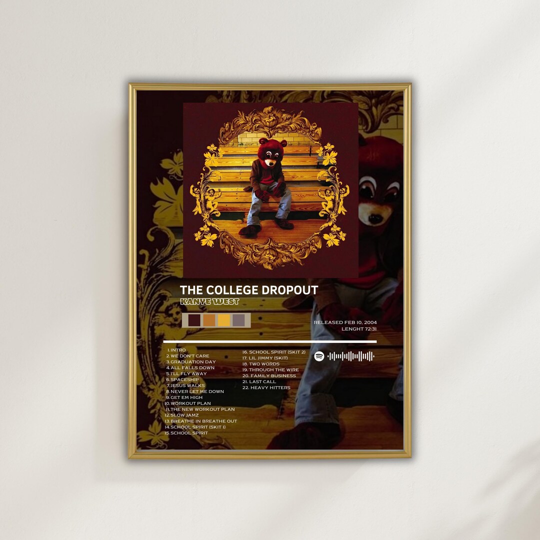 Kanye West Poster, the College Dropout , GOLD/PLATINIUM, Framed Poster ...