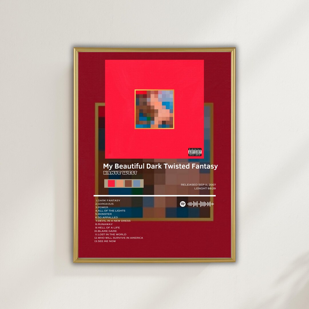 Kanye West Poster, MBDTF, GOLD/PLATINIUM, Framed Poster Hiphop - Etsy