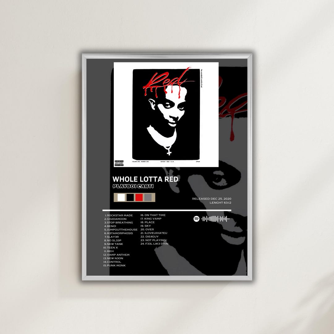 Playboi Carti Poster, Whole Lotta Red, GOLD/PLATINIUM, Framed Poster ...