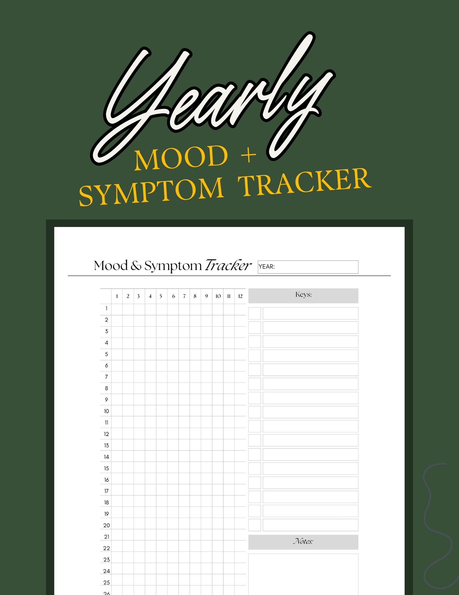 Planner Mood and Symptom Tracker Yearly Spread for Mood Tracking and ...