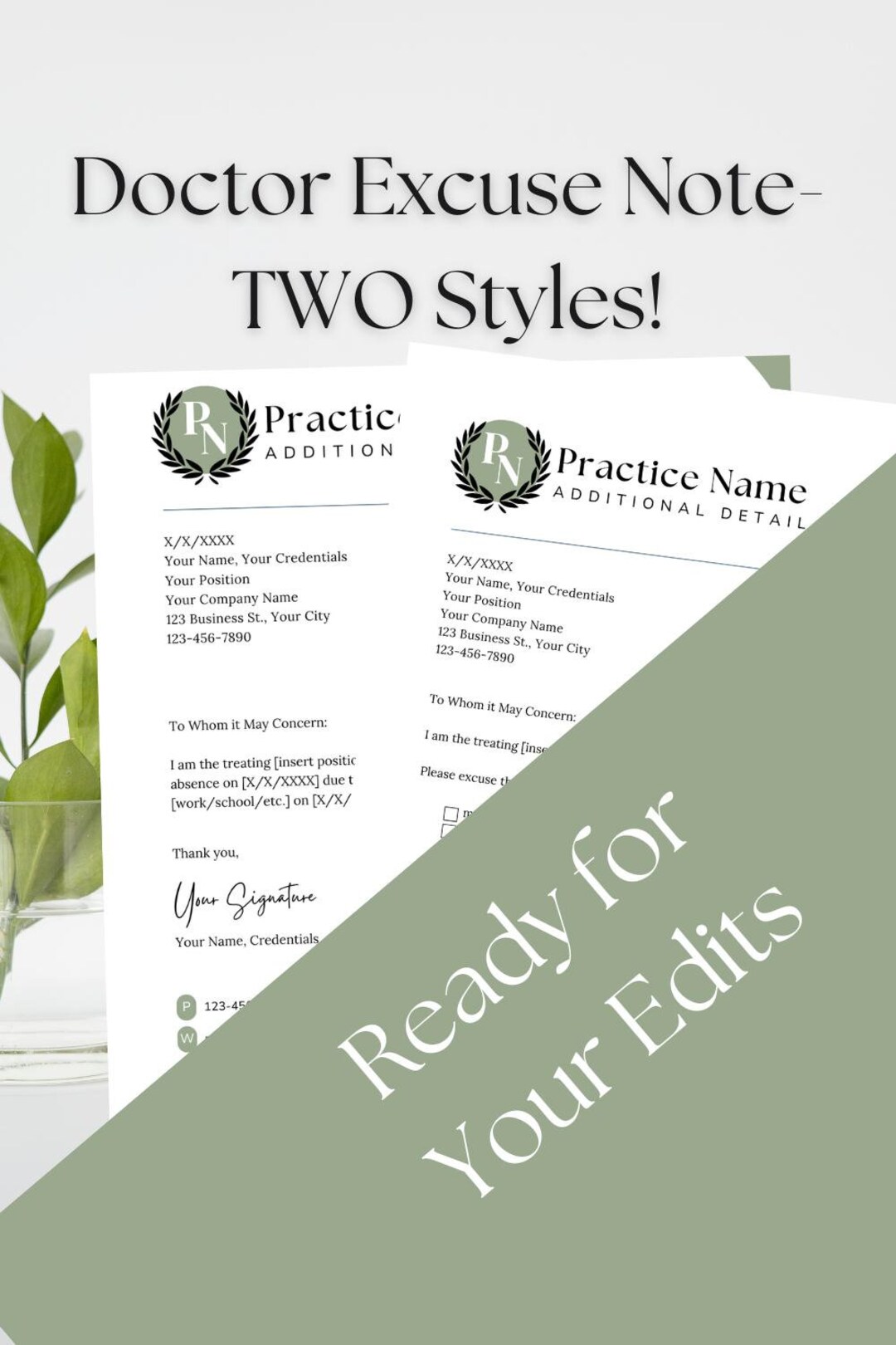 Doctor Excuse and Return to Work Letter Templates- TWO Styles - Etsy