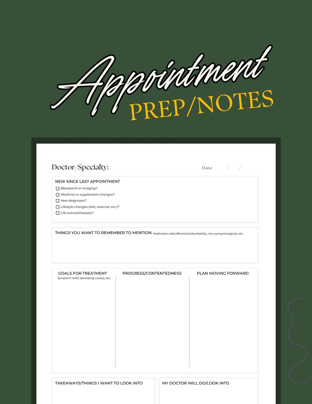 Planner Medical Appointment Notes Perfect for Doctors Visits Health ...