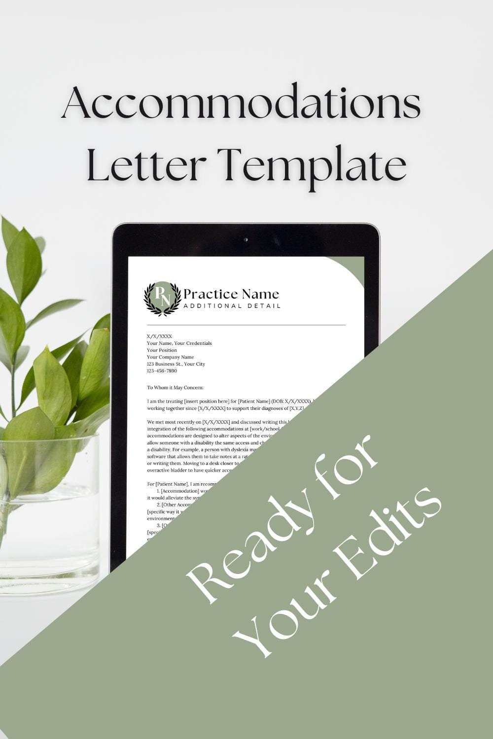 Accommodations Letter Template for Work or School - Etsy