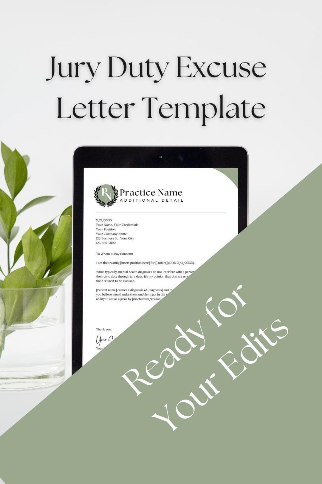 Jury Duty Excuse Note Letter Template Editable for Medical Providers ...