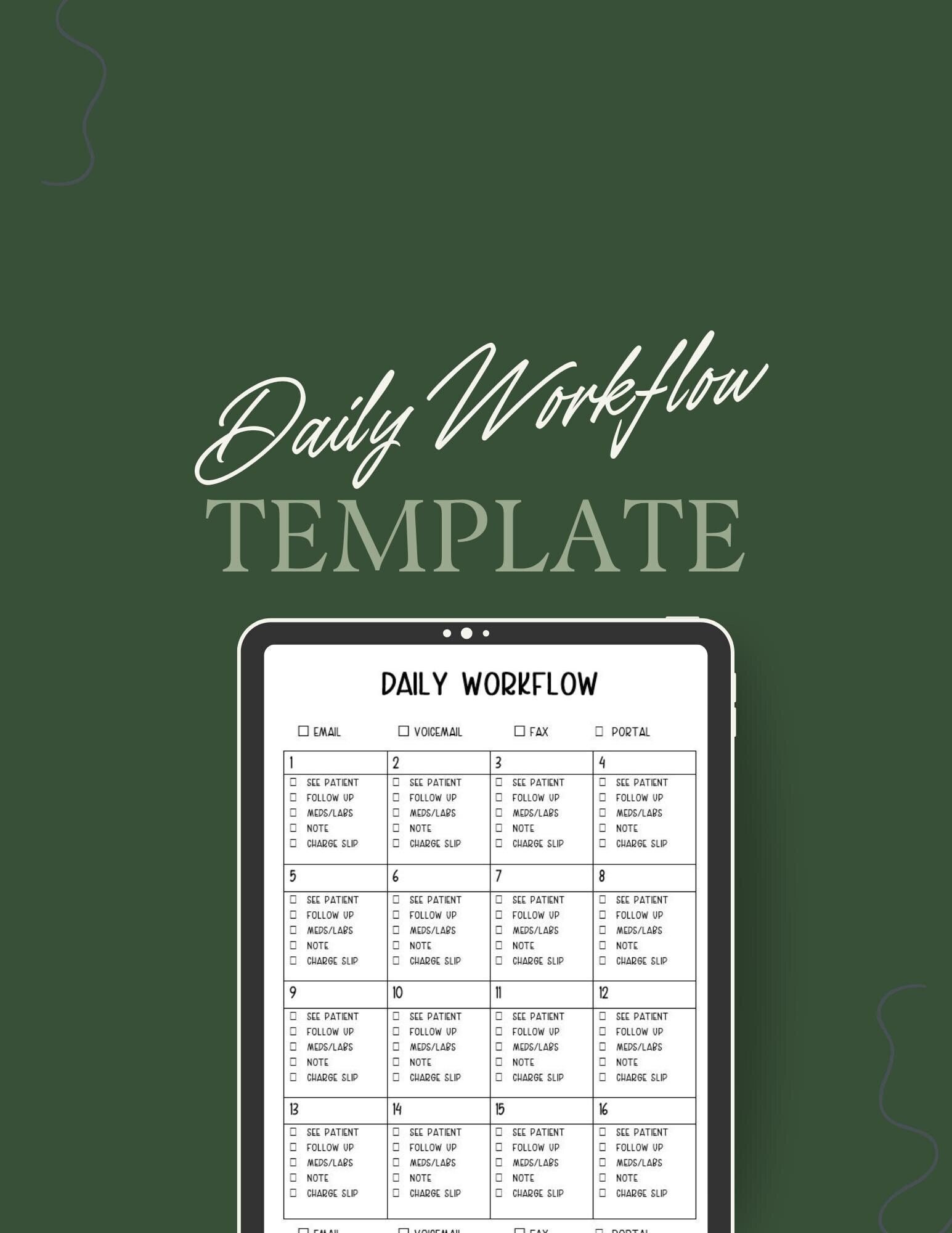 Workflow Checklist Doctor PA NP Medical Students and More Customize and ...