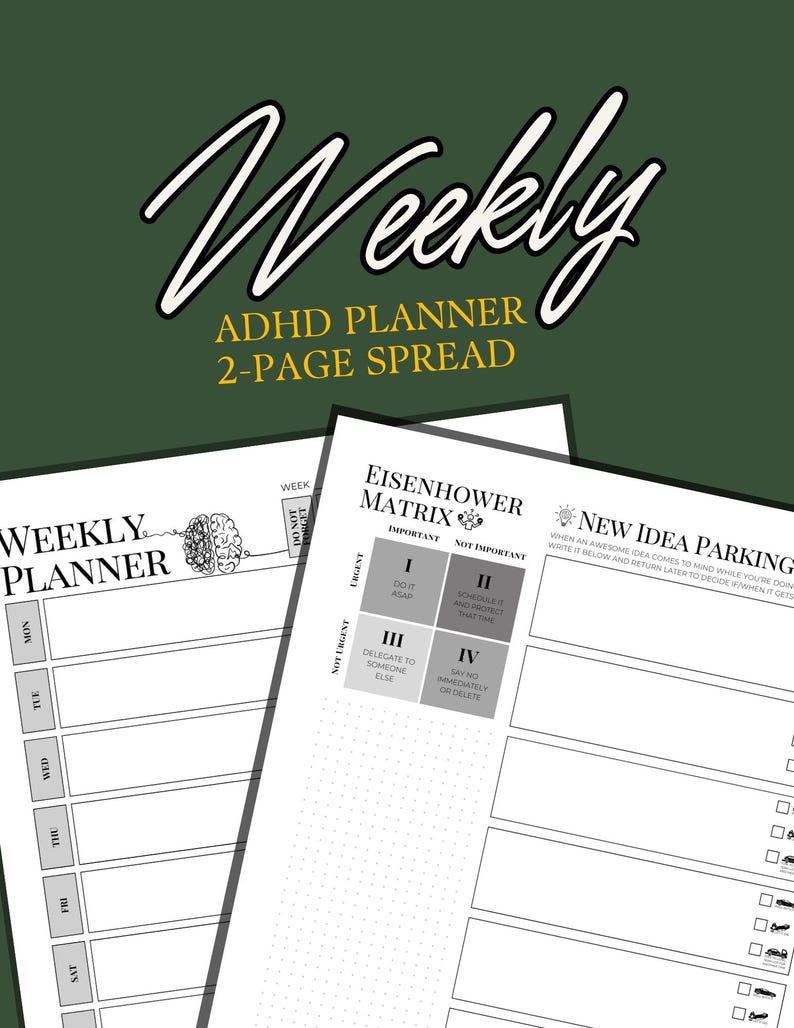 ADHD Planner 2 Day Printable Weekly Planner Pages for Neurodivergent ...