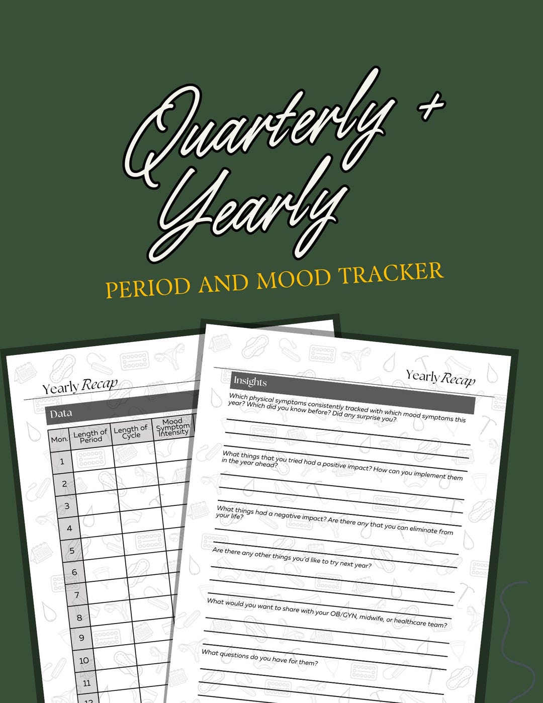 Period Tracker and Mood Tracker to Log Quarterly and Yearly Menstrual ...