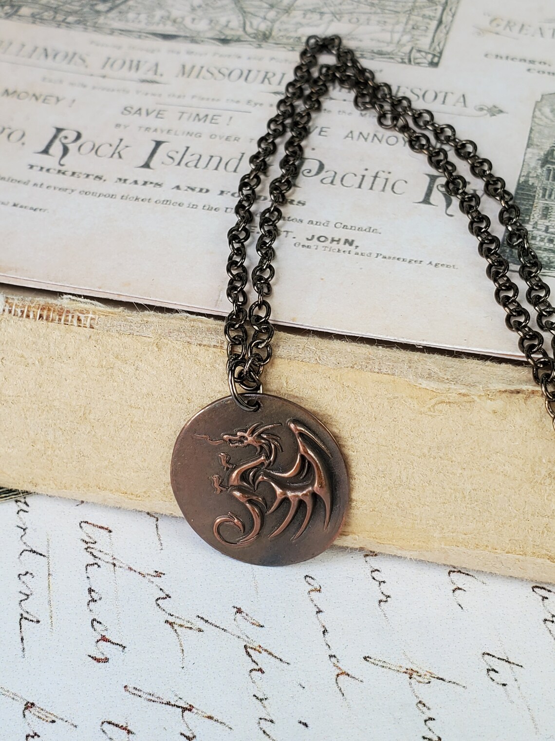 Dragon Necklace Mens & Womens Dragon Chain Pendant Vintage | Etsy