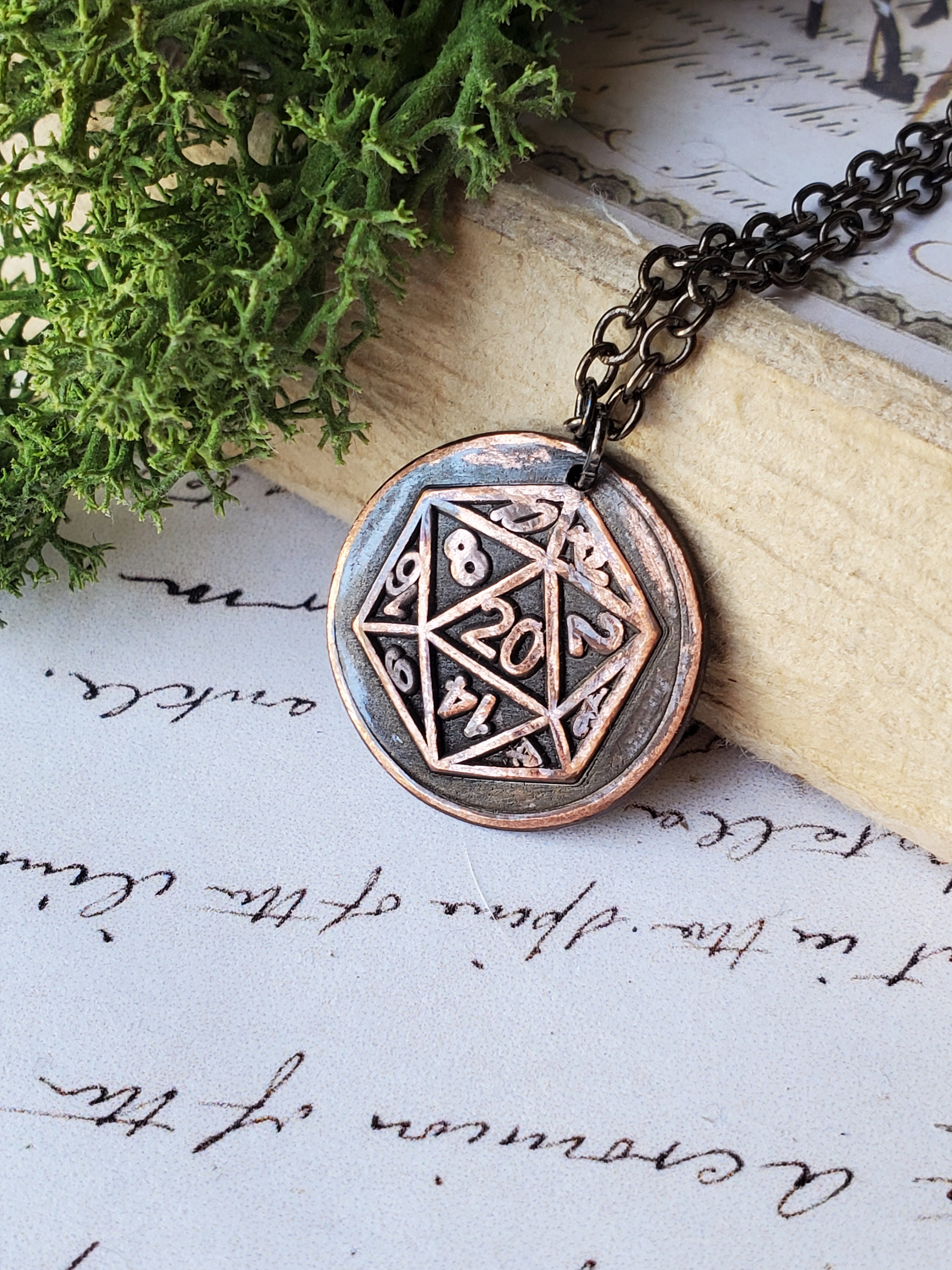 Dungens and Dragons Necklace DnD Dice Pendant Vintage Wax | Etsy