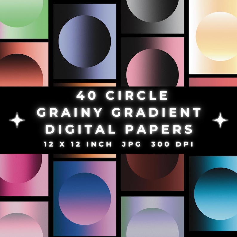 Circle Gradient Digital Paper: 40 Abstract Designs for Scrapbooking ...