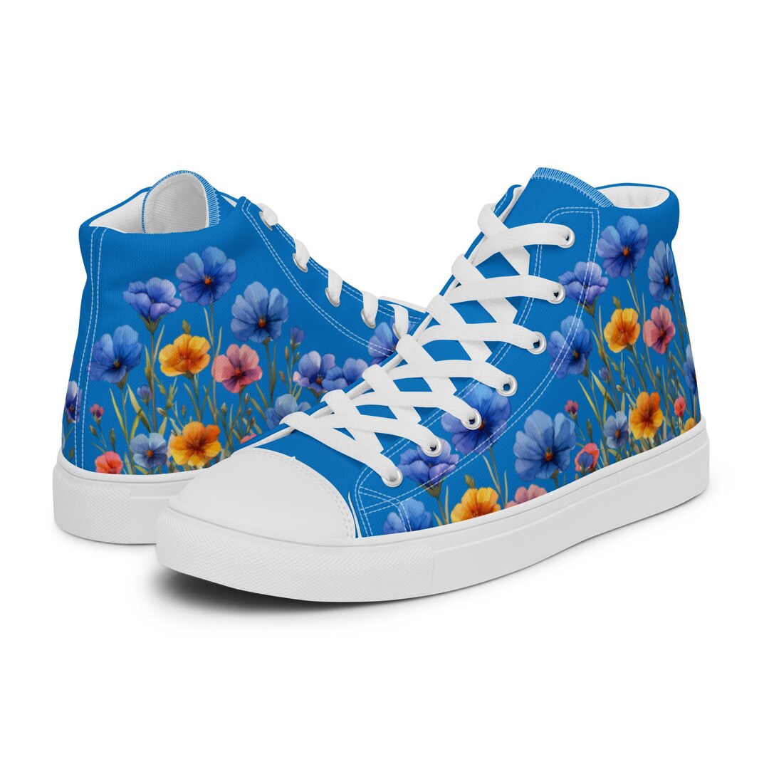 Blue Flower Converse Painted Converse, Customized Sneakers, Stylish ...